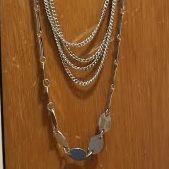 Jewelry | Multilayer Double Drop Silver Necklace | Poshmark